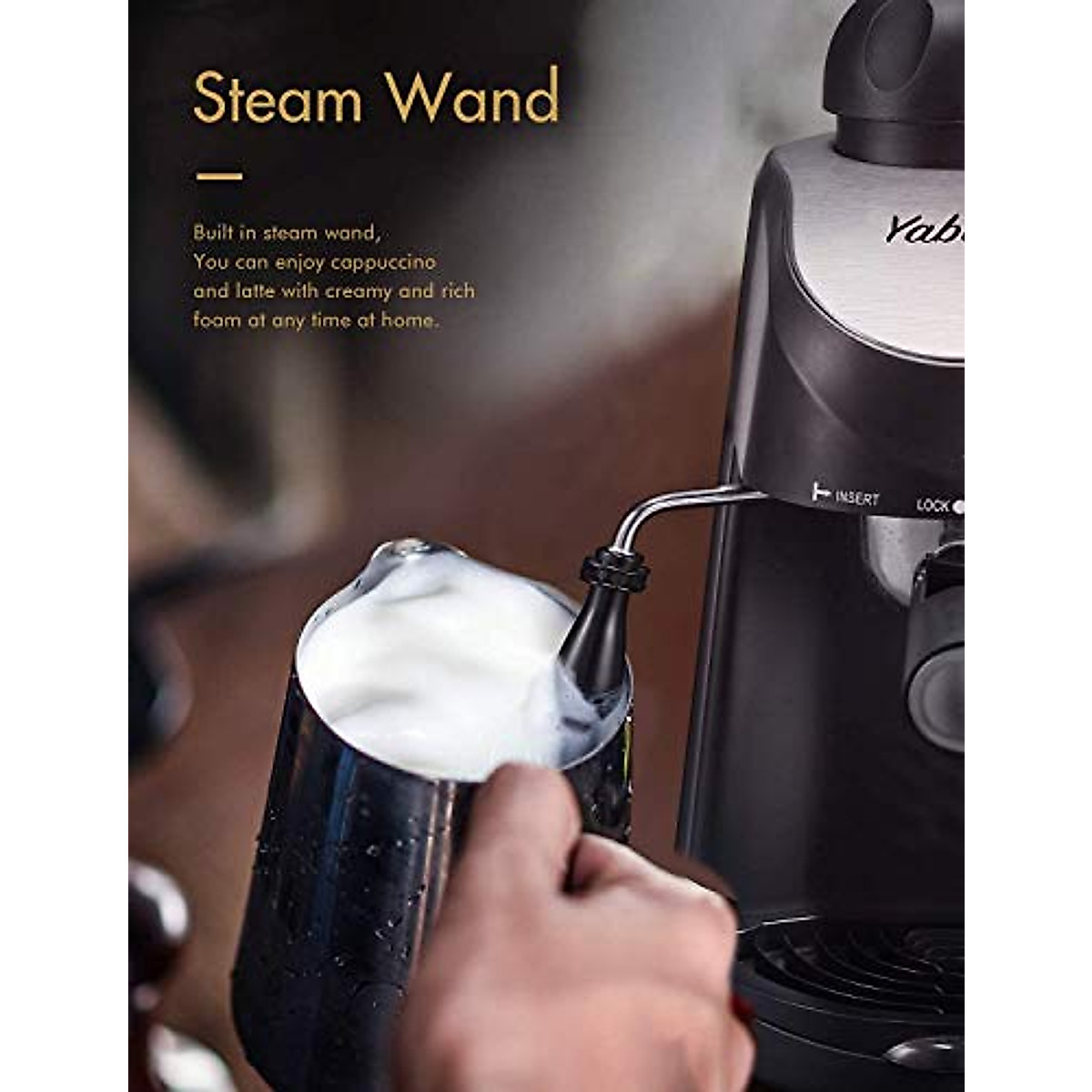 Yabano Espresso Machine, 3.5Bar Espresso Coffee Maker, Espresso and Cappuccino Machine with Milk Frother, Espresso Maker with Steamer