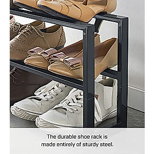 Yamazaki Home Expanding Shoe Rack, Metal, Adjustable Steel One Size Black