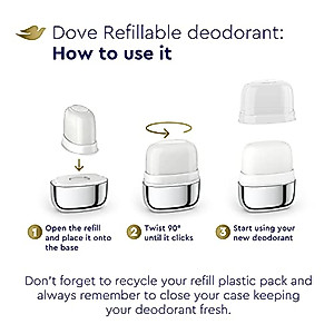 Dove Refillable Deodorant Starter Kit 0% Aluminum Coconut & Pink Jasmine Aluminum Free Deodorant 1.13 oz