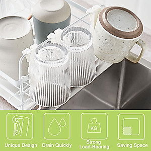 UFURMATE Cup Drying Hooks, 8Pcs Glass Bottle Drying Rack Hooks Shelf Basket Rack Hooks Bottle Drying Rack Stand Cup Holders for Dish Drainer Rack (White)