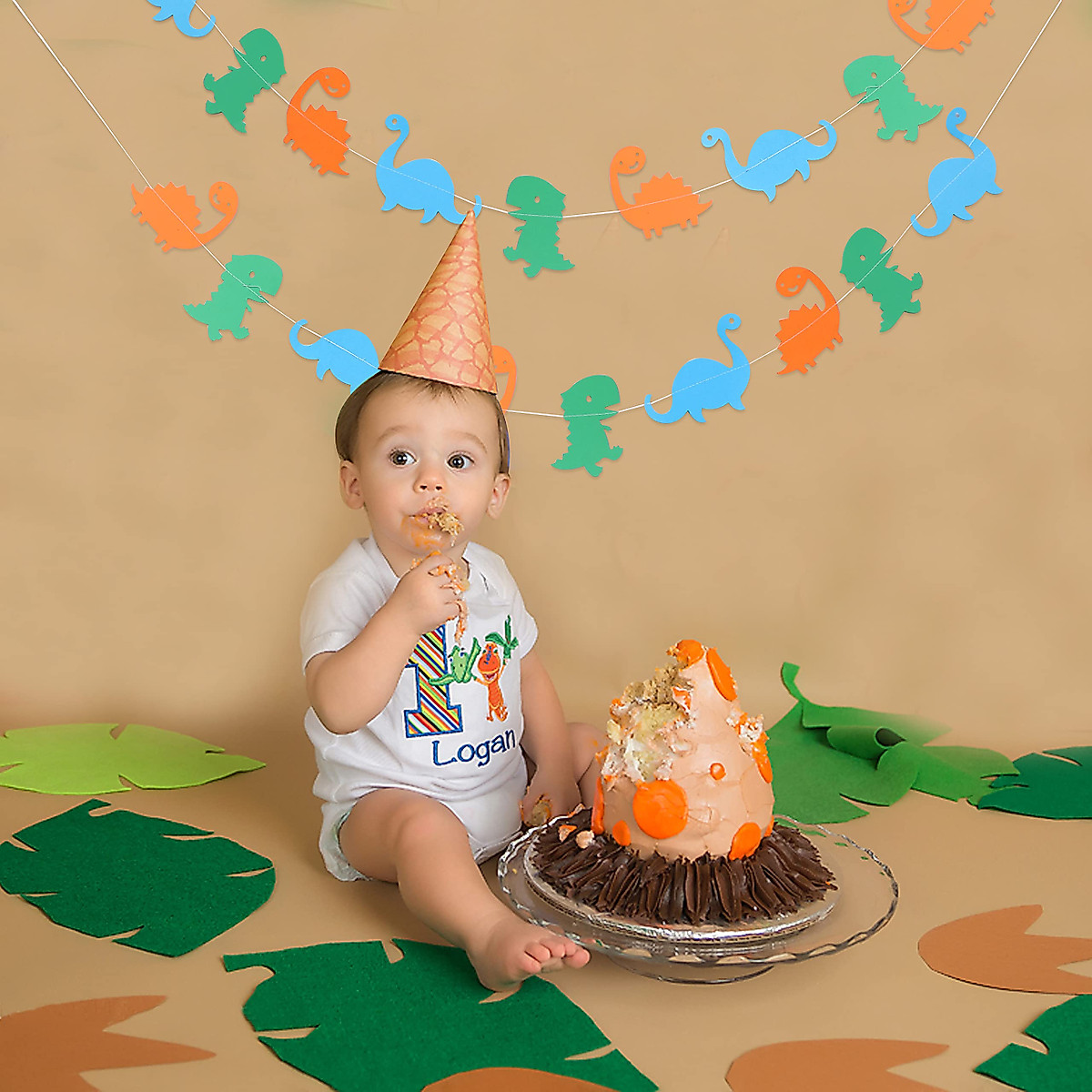 Dinosaur Flag Creative Garland Banner - Dinosaur Room Theme, Tyrannosaurus Rex Party, Paper Banner, Jurassic, Boy Children's Dinosaur Theme, Jurassic World Animal Party Supplies Background, Baby Shower, Photo Props