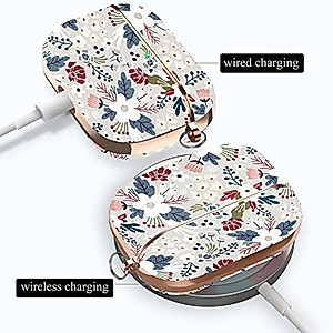 Happypapa Stylish Pattern Case Designed for Apple AirPods Pro, Flowers Berries Airpods Pro Case for Women Girls Kids Men Full Protective Case Cover with Keychain