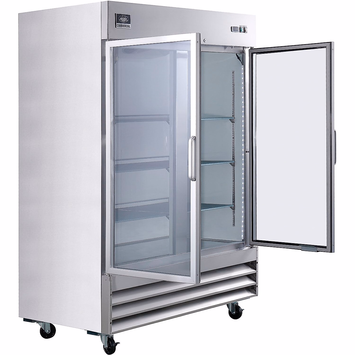 Nexel Reach In Freezer, 2 Glass Doors, 47 Cu. Ft.