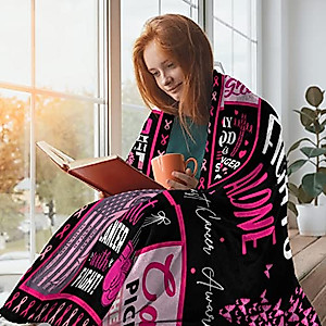 Breast Cancer Awareness Accessories Breast Cancer Gifts for Women Breast Cancer Survivor Gifts for Women Mothers Day Chemo Gifts for Women Breast Cancer Awareness Decorations Blanket 60x50 Inch