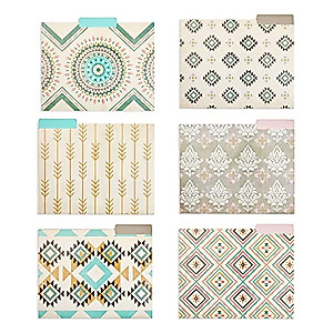12-Pack Boho-Themed Western Decorative File Folders, Letter Size, 1/3 Cut Tab, Bohemian-Themed
