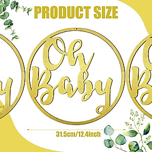 12.6 Inch Baby Wooden Sign for Backdrop Baby Shower Decorations Glitter Baby Wooden Sign for Gender Reveal Wall Photo Props Boy Girl Baby Announcements Birthday Party (Gold)