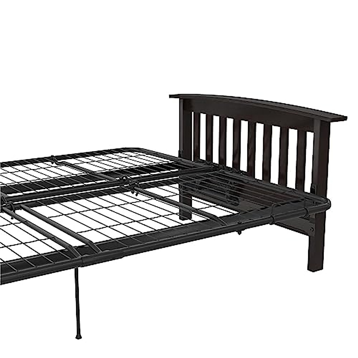 DHP Laurel Full Size Espresso Wood Arm Futon Frame with 6" Thermobonded High Density Polyester Fill Tan Microfiber Mattress