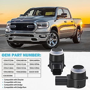 SHINEHOME 4 PCS PDC Parking Assist Sensor - Compatible with Dodge Journey, Durango, Ram 1500 2500 3500, Jeep Commander, Liberty, Grand Cherokee - Replace 1EW63TZZAA - Reverse Backup Parking Sensor