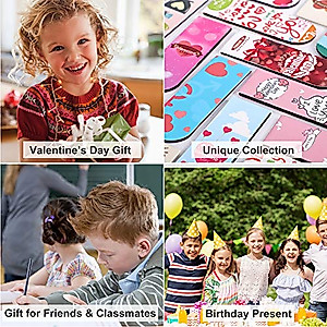 FiGoal 30 Pack Valentine's Day Magnetic Bookmark with 30 Valentine's Day Cards Kids Classroom Assorted Stationery Value Gift Set in 30 Different Designs Classroom Exchange Party Supplies