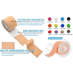 Kinesiology Tape 5 Rolls Physio Relieve Muscle Soreness and Strain Shoulders Wrists Knees Ankles Elastic Waterproof Good Air Permeability Hypoallergenic 5 Rolls 2 inch x 16 Foot Beige by SOONGO
