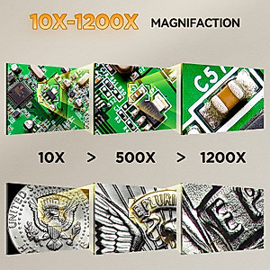 Elikliv EDM9 Pro 7" HDMI Digital Microscope, 1200X Coin Microscope for Adults,1080P Soldering Microscope,16MP Coin Magnifier,IPS Screen,10 LED Lights, Compatible with Windows/Mac OS