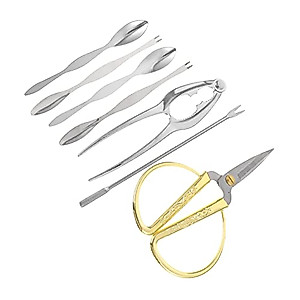 DOITOOL 1 Set Crab Eating Tool Oyster Crackers Stainless Steel Bottle Opener Stainless Steel Scissors Crab Leg Seafood Forks Picks Crab Legs Opener Stainless Steel Tools Crab Scoop Crusher