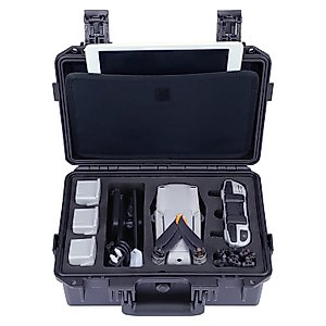 Lykus Titan MA220 Waterproof Hard Case for DJI Air 2S/Mavic Air 2 Fly More Combo, Dedicated Space for up to 11-inch iPad or Android Tablets and Holder [CASE ONLY]