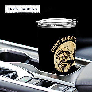 JUDIAN 20oz Fisherman Tumblers - Coffee Travel Mug Gifts for Husband, Dad, Grandpa, Boyfriend - Fishing Accessory