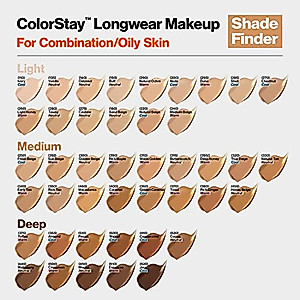 Revlon Liquid Foundation, ColorStay Face Makeup for Combination & Oily Skin, SPF 15, Longwear Medium-Full Coverage with Matte Finish, Sand Beige (180), 1.0 Oz