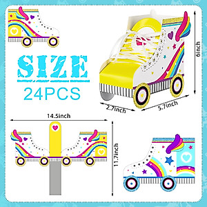 Roller Skating Birthday Party Favor Boxes Sneaker Paper Gift Boxes Skate Small Candy Boxes Treat Boxes Roller Skate Gift Wrap Box for Retro Theme Birthday Party Decoration Supplies, 2 Styles (24 Pcs)