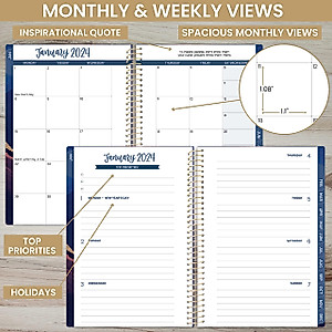 bloom daily planners 2024 Pocket Planner - 4” x 6” - (January 2024 - December 2024) - MINI Weekly/Monthly Agenda Organizer & Calendar Book - Midnight Mountains