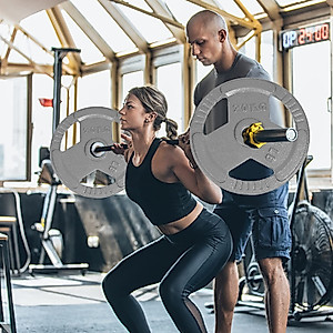 Olympic Weight Plate Set - Single Pair & Set 2 Inch Athletic Rubber Grip Barbell Plates Barbell Weight Set for Strength Training Weightlifting Weight Loss Home Gym (44LB Single)