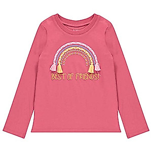 BTween Girls 4-Pack Long Sleeve Graphic T-Shirts - Cotton Blend, Fun & Vibrant Designs, Blue, 10/12