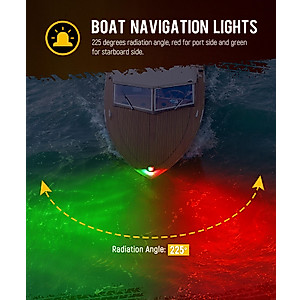 Partsam 1Pcs Marine Boat Bow Lights, 24 LED Red and Green Navigation Light for Vessle Pontoon Yacht Skiff Skeeter