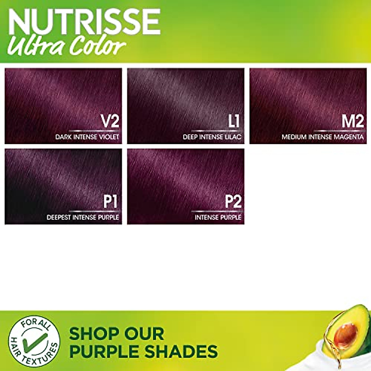 Garnier Hair Color Nutrisse Ultra Color Nourishing Creme, V2 Dark Intense Violet (Spiced Plum) Purple Permanent Hair Dye, 2 Count (Packaging May Vary)