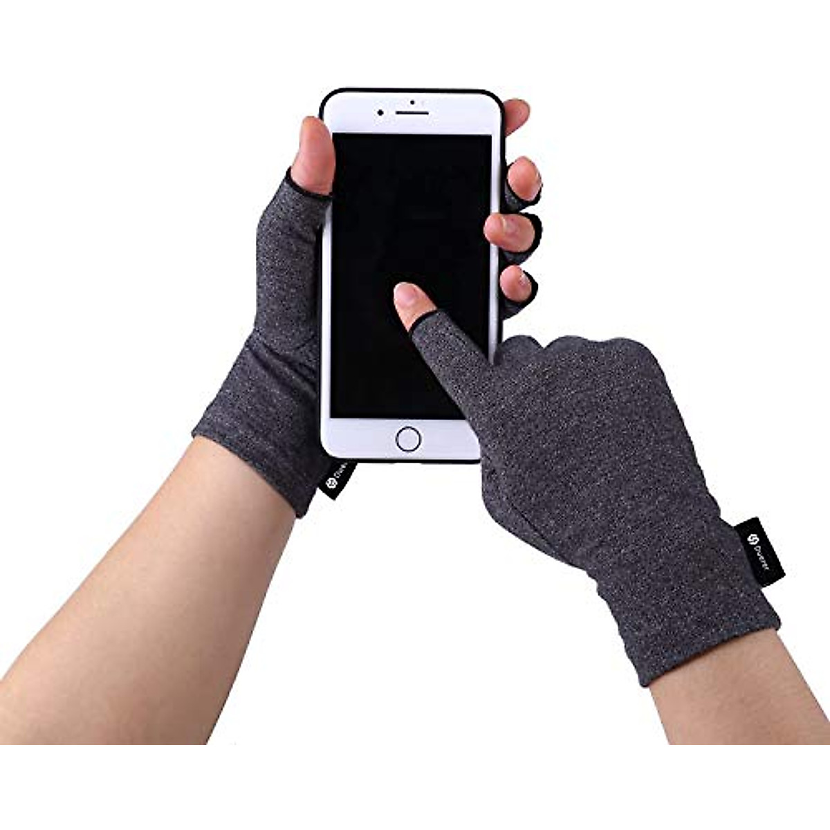 Duerer Arthritis Compression Gloves Women Men for RSI, Carpal Tunnel, Rheumatiod, Tendonitis, Fingerless Gloves for Computer Typing and Dailywork (Black, M)