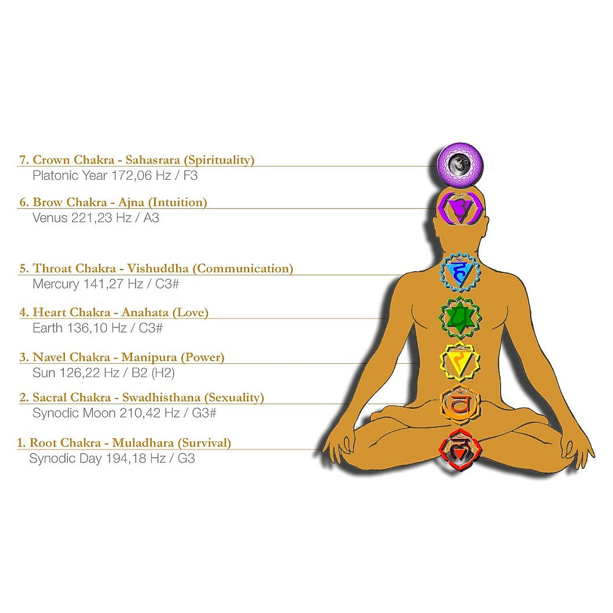 Planetary Tuning Fork 7 Piece Chakra Set with Exact Pitch and Frequency — MADE IN GERMANY — For Meditation, Sound Healing Therapy and Yoga, 2-YEAR WARRANTY brown