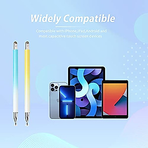 Stylus Pen (2 PCS), JAMBHALA Universal 2 in 1 Magnetic Disc Stylist Pens with Extra Replacement Tips for iPad, iPhone, Tablets, Samsung, Kindle and All Touch Screens Devices (Black/White)