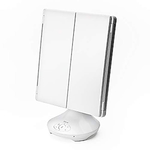 iHome Beauty Reflect Trifold Vanity Speaker with Bluetooth Audio, Hands-Free Speakerphone, LED Lighting, Siri and Google Support, and USB Charging
