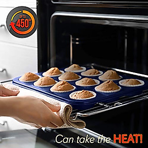 NutriChef Non-Stick Kitchen Oven Baking Pans - Carbon Steel with Non-stick Blue Diamond Coating Inside & Outside, Commercial Grade Restaurant Quality Metal Bakeware, Dishwasher Safe - NCBK6TRB