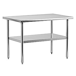 Saranya 18 Shop New Modern Silver 36 inches Stainless Steel Work Table undershelf Adjustable Cook Under Prop Food Strong Commercial Cafeteria Shelf Kitchen Restaurant Office Home 36"L x 24"W x 34"H