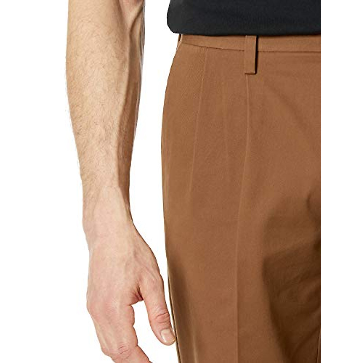 Amazon Essentials Men's Classic-Fit Wrinkle-Resistant Pleated Chino Pant (Available in Big & Tall), Dark Khaki Brown, 42W x 34L