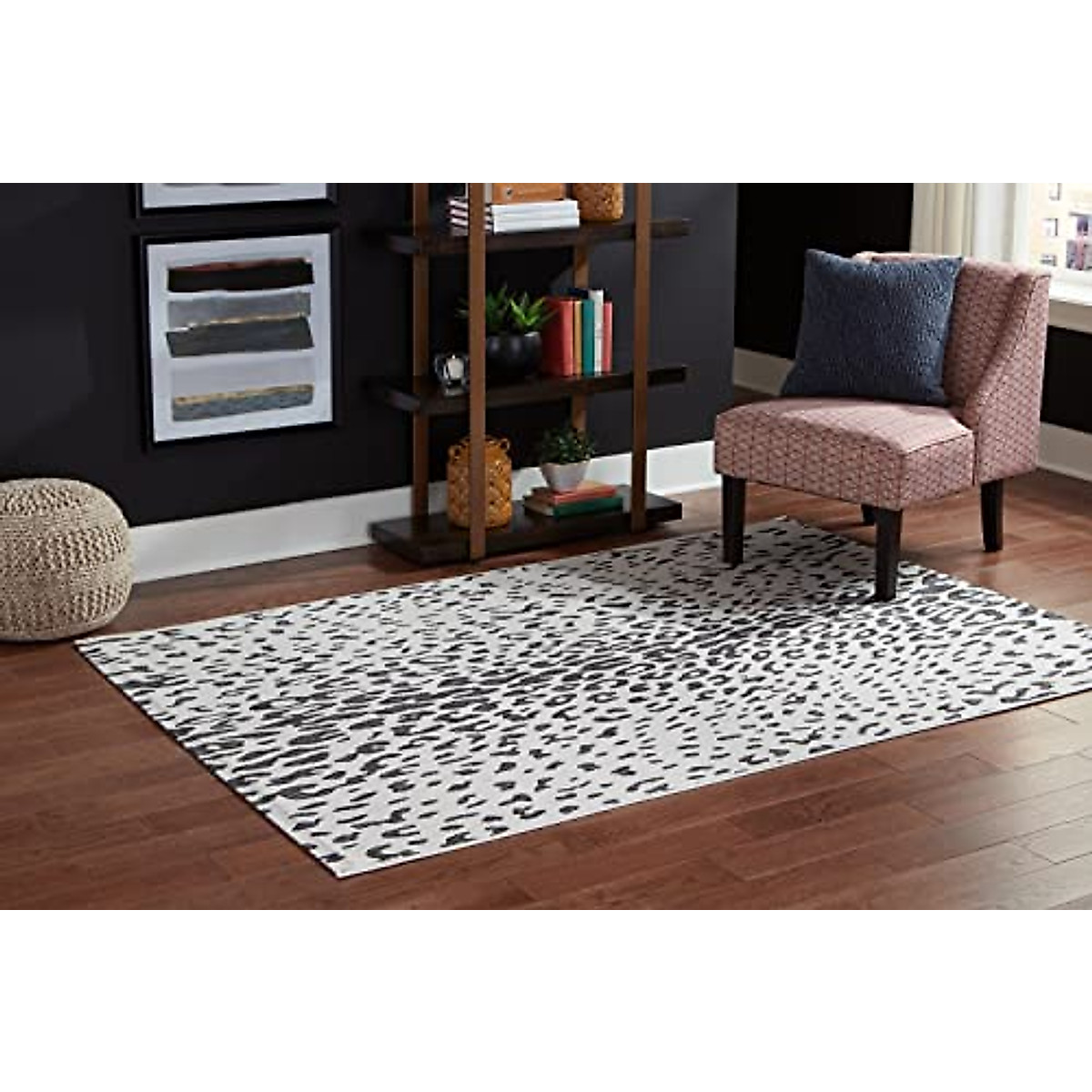 Signature Design by Ashley Samya 8 x 10 Leopard Print Rug, Black & White