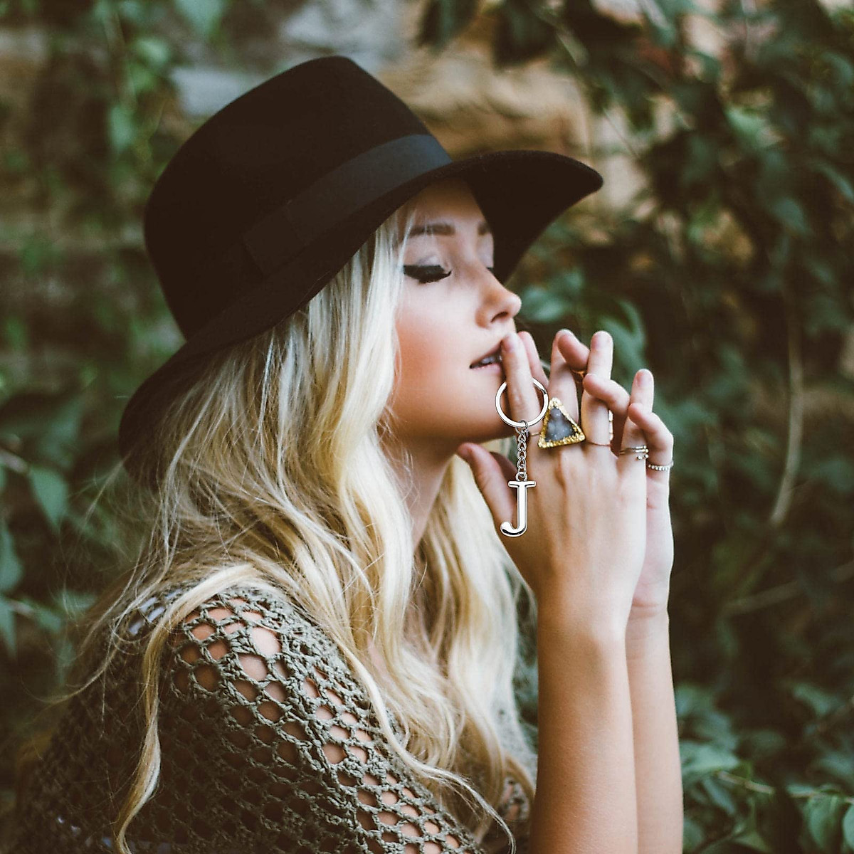 Yuxh Letter Keychain A-Z Alphabet Keyring DIY Key Ring Cool Little Gift,Silver J