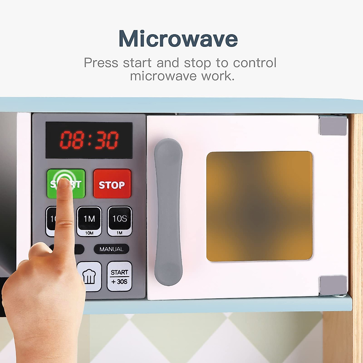 TOOKYLAND Play Kitchen Set for Toddler with Real Light & Sound, Removable Sink, Microwave, Range Hood, Stove, Oven for Kids Gift Age 3+