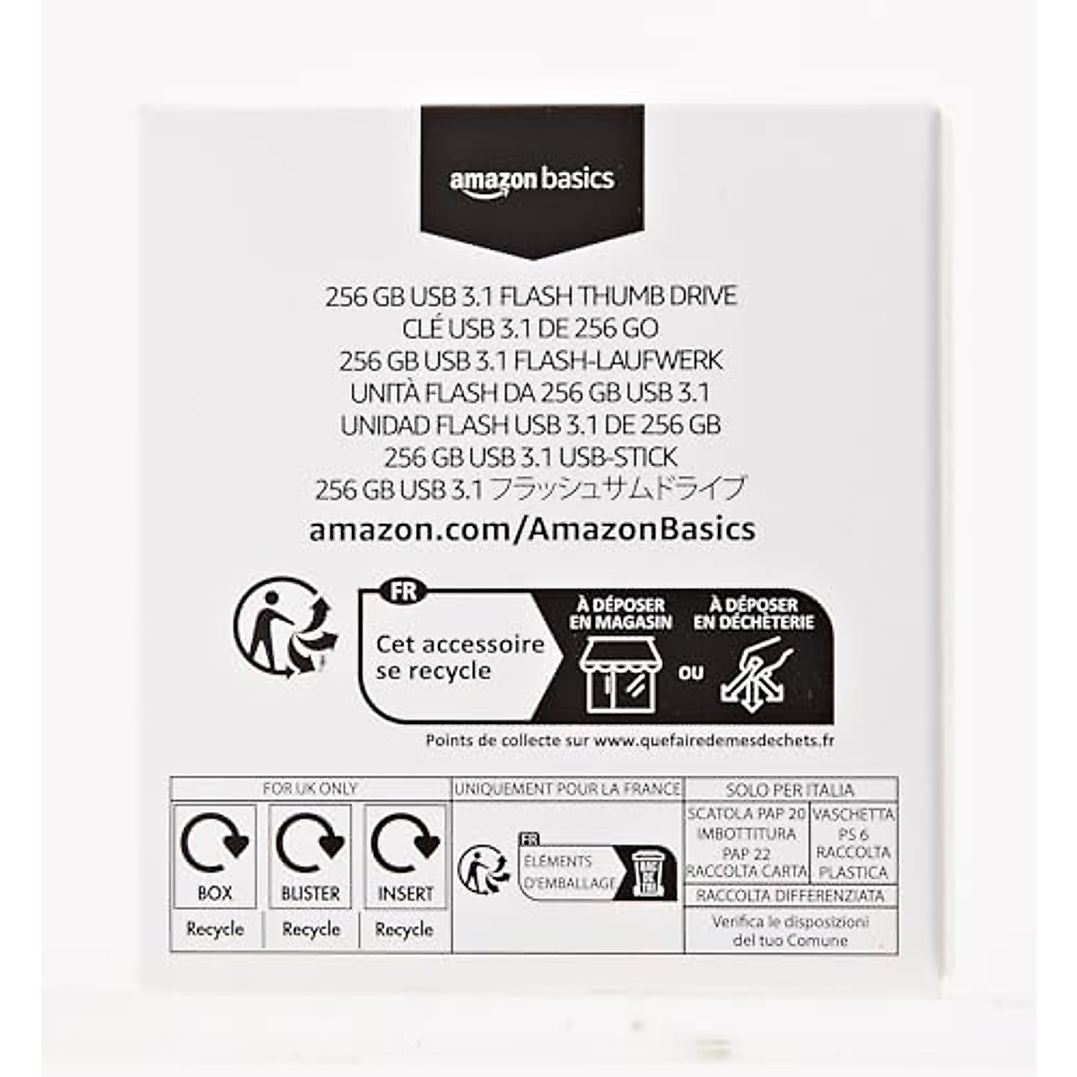 Amazon Basics - 256GB Ultra Fast USB 3.1 High Capacity Flash Drive for Fast Data Transfer and Storage, Black