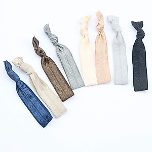 120 Pack Neutral Color No Crease Ribbon Elastics Hair Ties Women Yoga Knotted Ponytail Holder