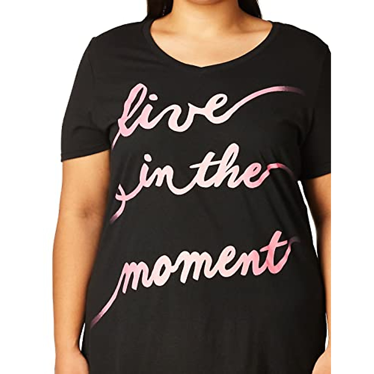 JUST MY SIZE womens Just My Size Women's Plus-size Graphic Short Sleeve V-neck T-shirt Shirt, Live Inthe Moment, 4X US