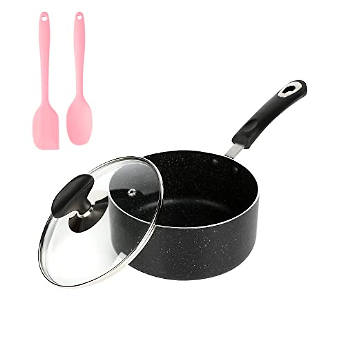 RATWIA 1 Quart Saucepan with Lid,Ultra Nonstick Sauce Pan 1Qt Small Pot with Glass Lid,Great for Home Kitchen Restaurant