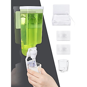 LOMEVE 20oz Mouthwash Dispenser Wall Mounted, Plastic Mouthwash Dispenser for Bathroom, Mouthwash Container with 50 Dental Floss, Glass Cup, and Adhesive Hook