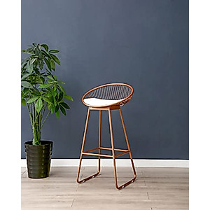 Kirpi Bar Stools Set of 4, Rose Gold Bar Height Bar Chairs 30" Seat, Kitchen Island Barstools Metal, Modern High Counter Stools with White Seat Cushion (4, Rose Gold)