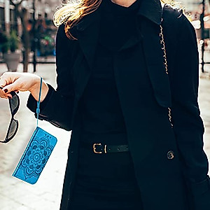 Asuwish Phone Case for Infinix Smart 5/Hot 10 Lite Wallet Cover with Tempered Glass Screen Protector and Leather Flip Credit Card Holder Stand Flower Folio Purse Cell Accessories X657B Women Men Blue