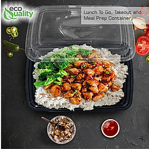 32 oz Reusable Food Storage 5 Pack Containers with Lids by EcoQuality – Rectangular BPA Free Freezer, Microwave & Dishwasher Safe – Airtight & Watertight Stackable, Lunch Meal Prep, To-Go, Bento Box