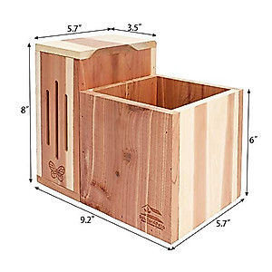 Solution4Patio USA Cedar Butterfly House & Flower Pot 2 in 1 Combination Multifunctional Design with Drainage Holes, 9.2 in. L x 5.7 in. W x 8.0 in. H #B309A00