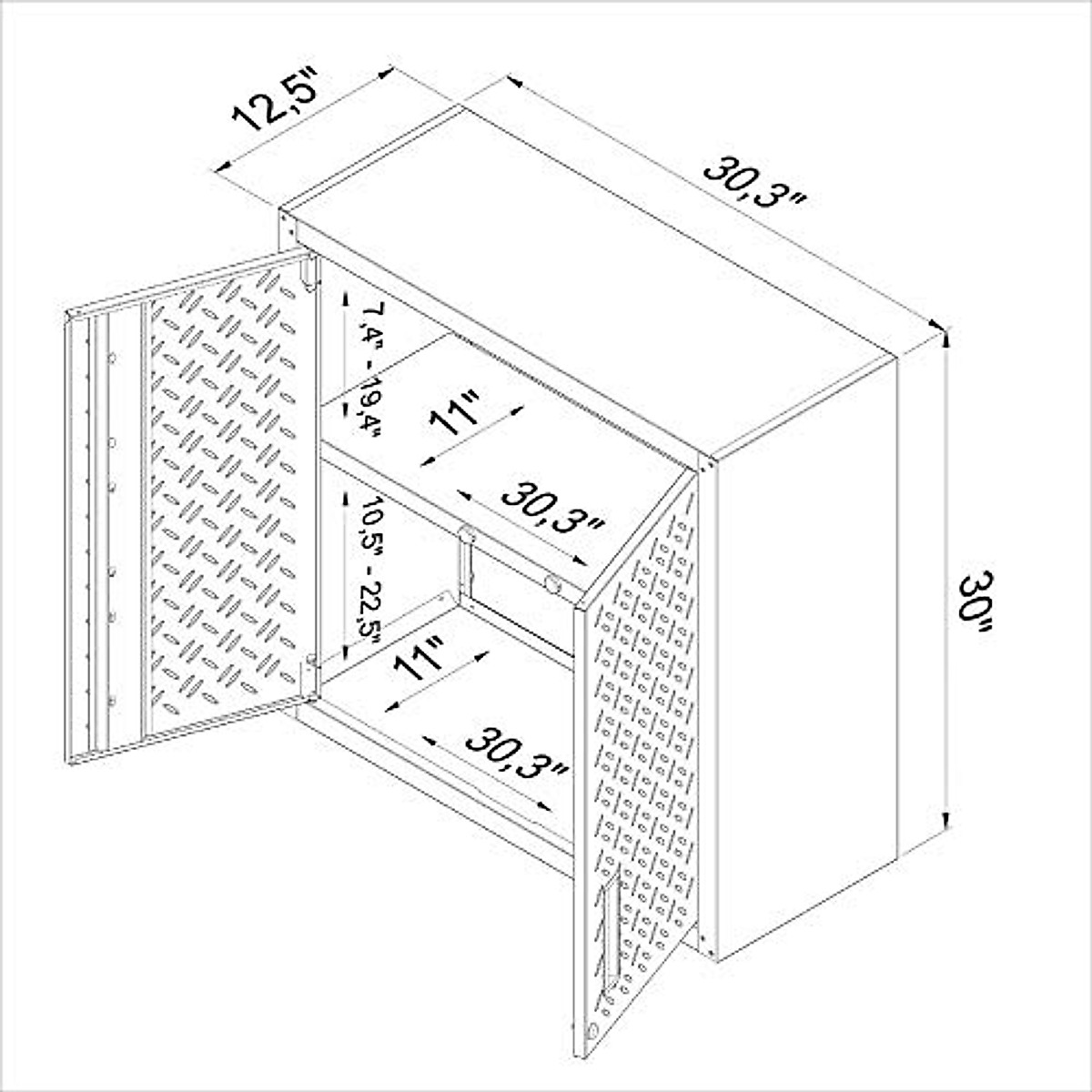 Manhattan Comfort Dual Fortress Floating Garage Storage Cabinet, 1, Black/Grey