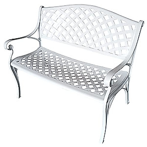 Oakland Living Luxury High-End Cast Aluminum Outdoor Patio Bench, White