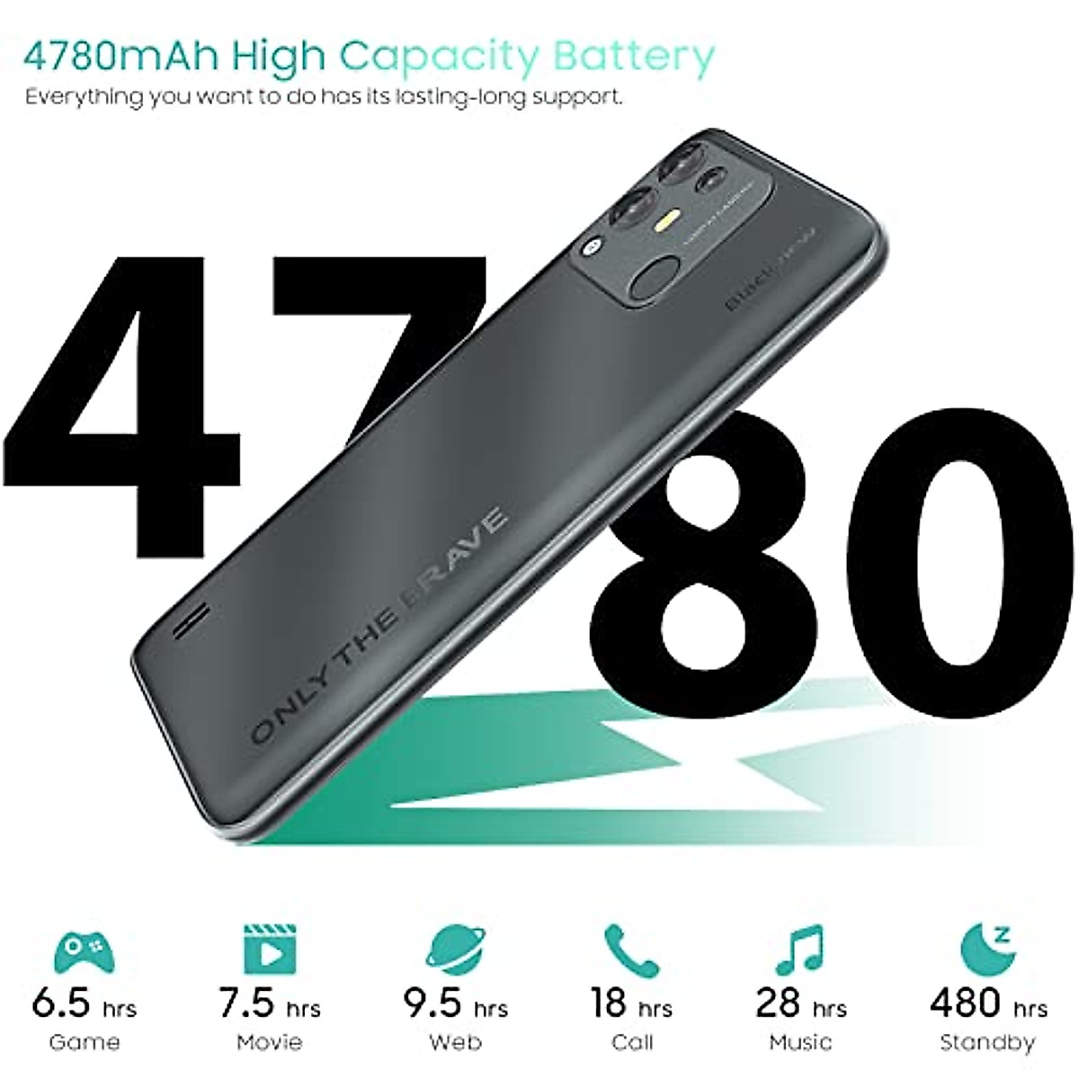 Blackview Unlocked Phones, A55 Pro, 4G Dual Sim Unlocked Cell Phones Android 11, 7GB+64GB/ 256GB Expandable, 6.528" HD Unlocked Smartphone, 4780mAh Battery, Face ID/Fingerprint Unlock T-Mobile Phone