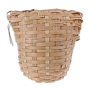 Rubsy Natural Bamboo Covered Breeding Nest Hut Bird House Finch Hideout Cage Toy Outdoor Hut Shelter for Birds Hand Made