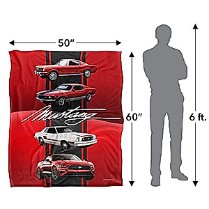 Ford Blanket, 50"x60" Mustang Line Up Silky Touch Sherpa Back Super Soft Throw Blanket
