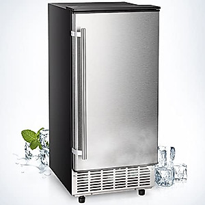 R.W.FLAME Under Counter Ice Maker, 80Lbs Daily Built-in Ice Maker Machine, Reversible Door, Auto Clean, 24H Timer, Commercial Ice Maker for Home & Coffee Shop, Silver